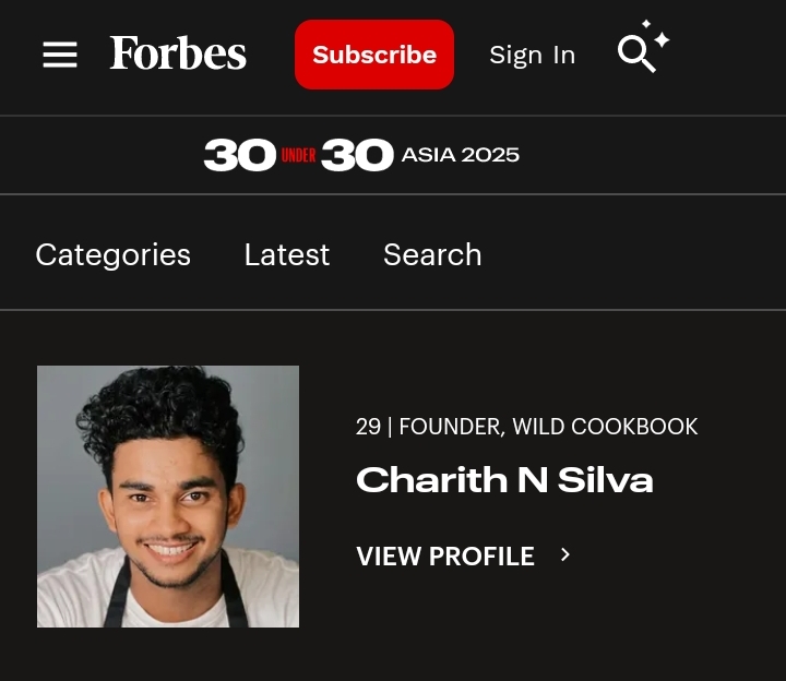 Sri Lankan Chef Charith N. Silva Makes Forbes 30 Under 30