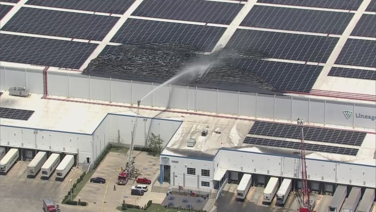 Solar panels on Pasadena warehouse melt during fire