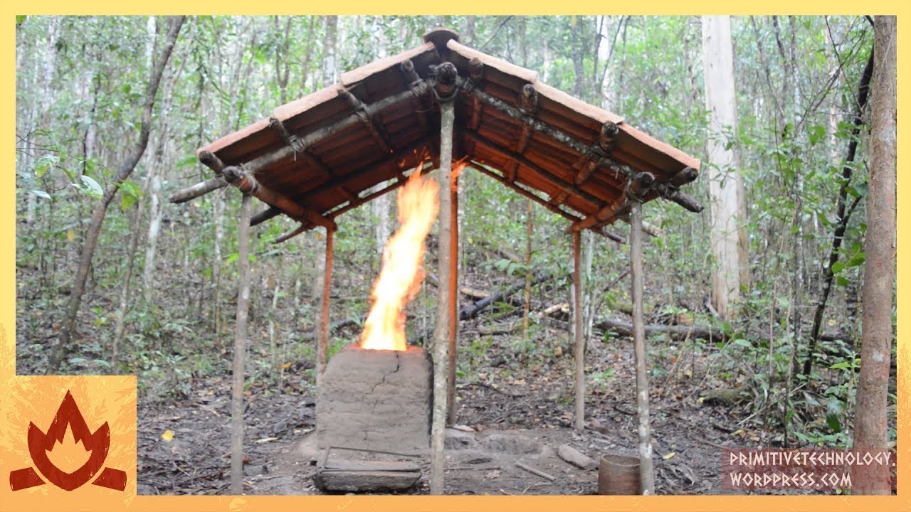 Constructing a tiled roof shelter with hand-made clay tiles