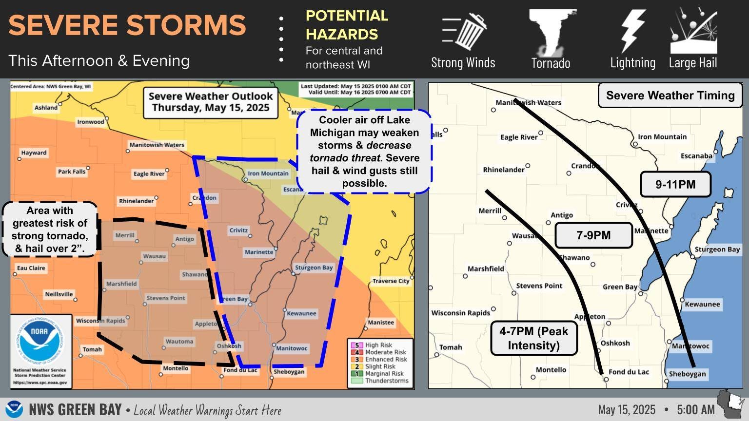 Northeast Wisconsin braces for potentially damaging winds, large hail ...