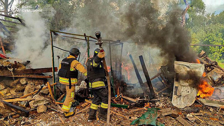 Massive fire erupts in Ukraine's Sumy region after Russian drone strike