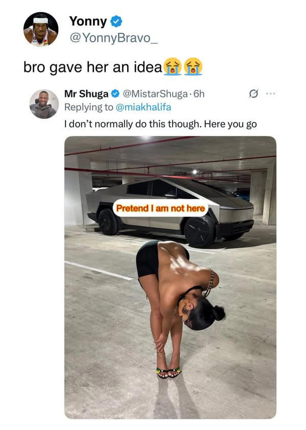 Mia Khalifa Asked Her Fans To Photoshop A Cybertruck Out Of Rubi Rose's Picture And The Results ...