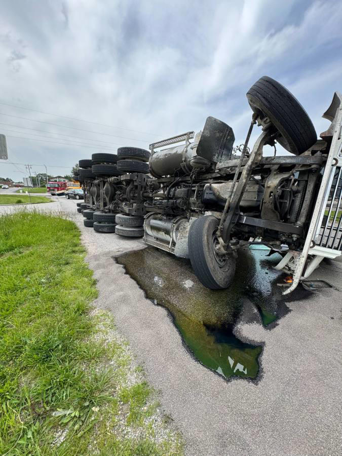 BREAKING: Tractor-trailer rollover closes intersection