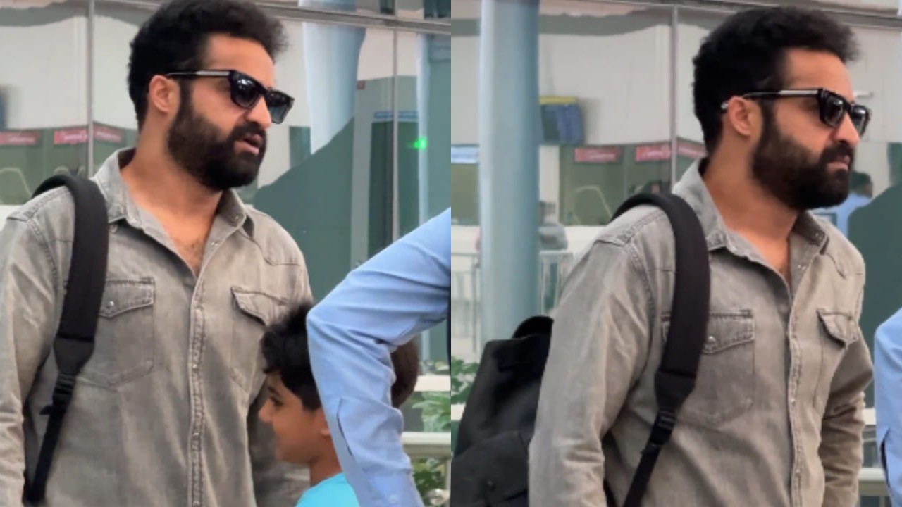 Jr NTR spotted in his new casual look along with son Bhargav Ram; WATCH