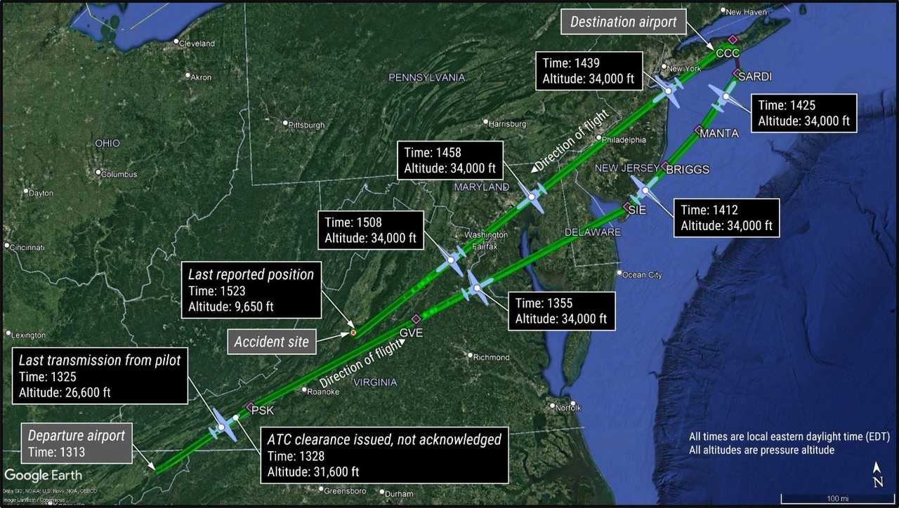 Feds: Oxygen Loss, Skipped Repairs Contributed to Virginia Jet Crash ...