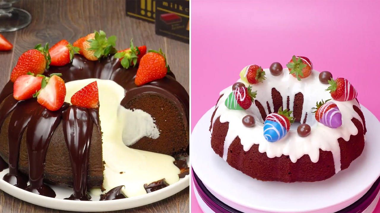 Melty Chocolate Bundt Cake vs Rainbow Strawberry Ring Cake! 🍫🍓 | Cake ...