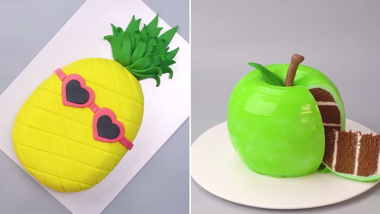Pineapple Party Cake vs Green Apple Illusion Cake 🍍🍏 | Which One's Too Cool to Slice?