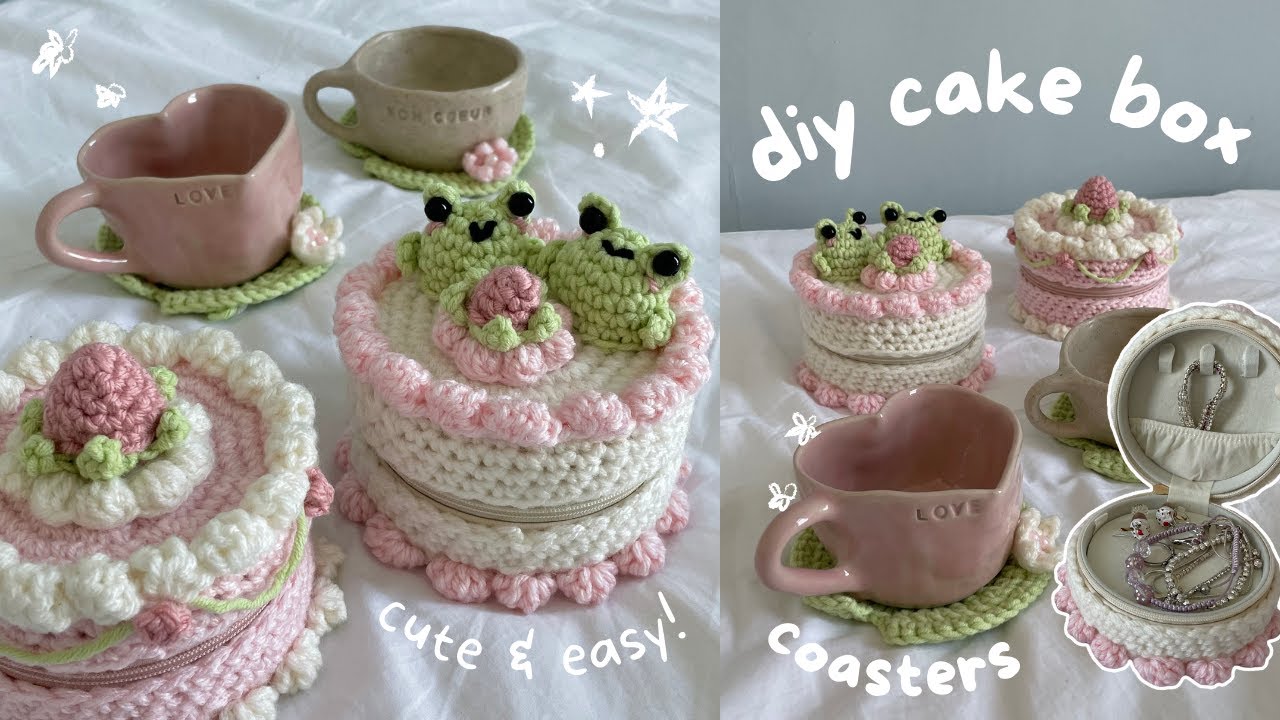 How to Crochet a Cute Cake Box and Lily Pad Coasters Beginner-Friendly ...