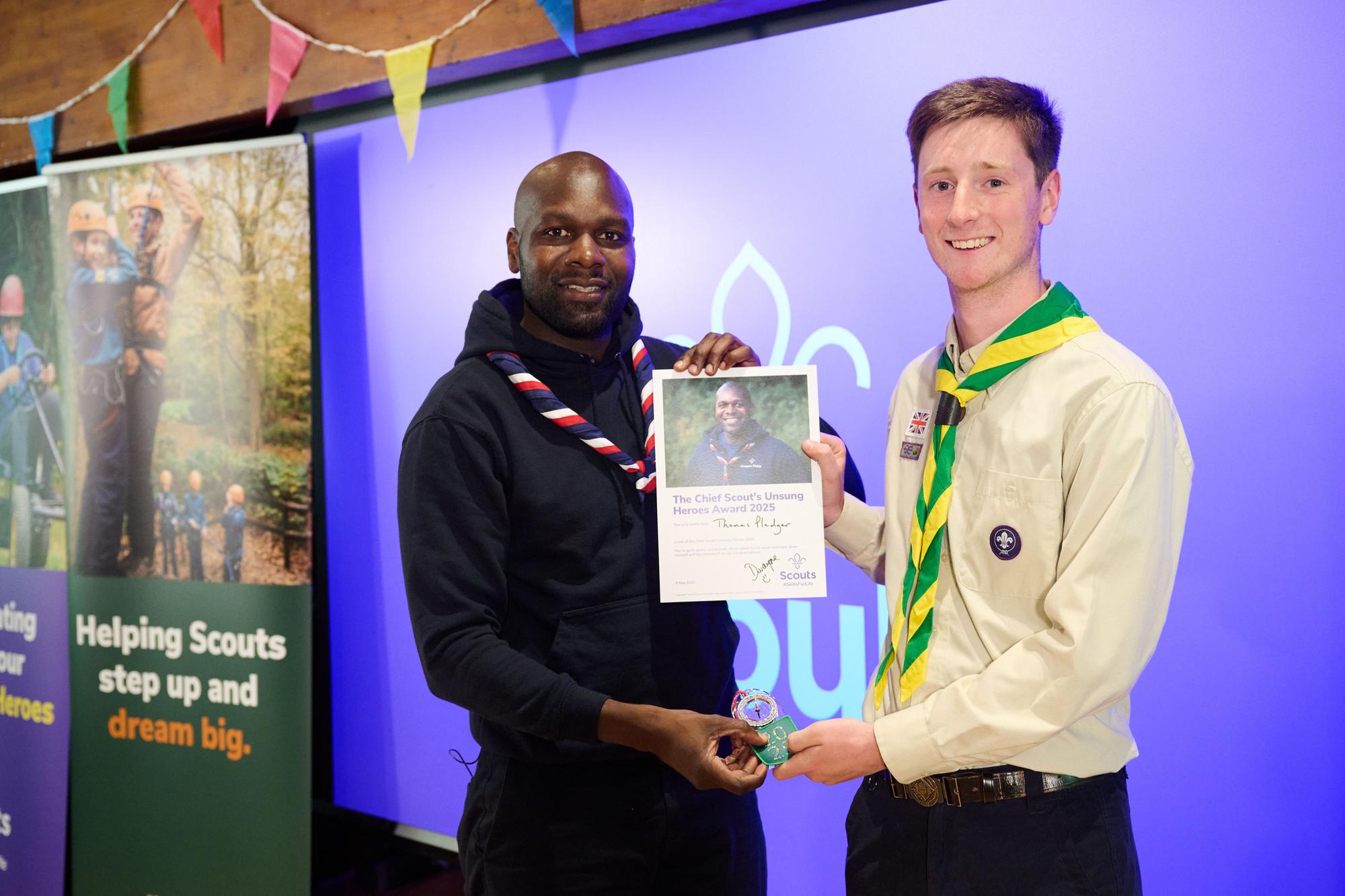 Chief Scout Dwayne Fields awards Tom Pledger from Sussex ‘Unsung Hero ...