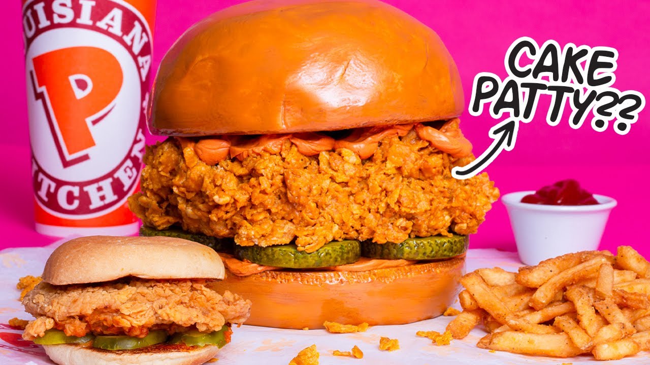 GIANT 10 LB Popeyes Chicken Sandwich... But It's CAKE!