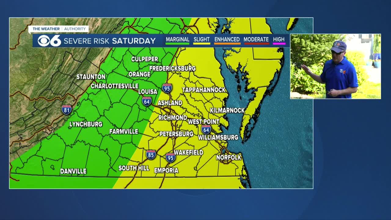 Severe afternoon storms possible during a hot and humid Friday in Virginia