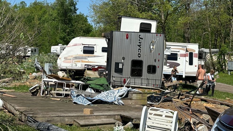 PHOTOS: No serious injuries after strong storms flip campers at Allegan ...