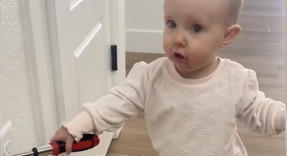 Dad’s Double: Toddler Mimics DIY Skills in Adorable Home Video