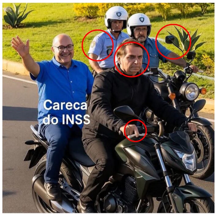 É falsa foto de Bolsonaro com ‘careca do INSS’ em motociata