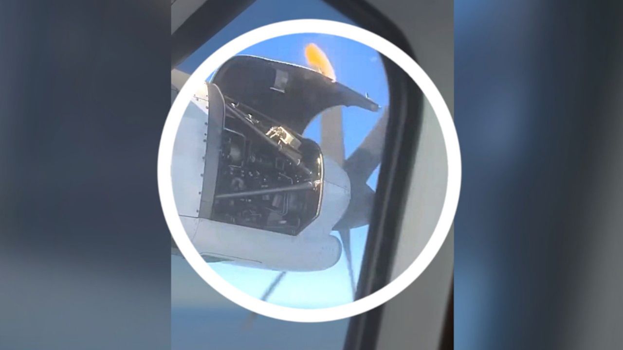 Passenger films shocking moment plane engine falls apart mid-flight