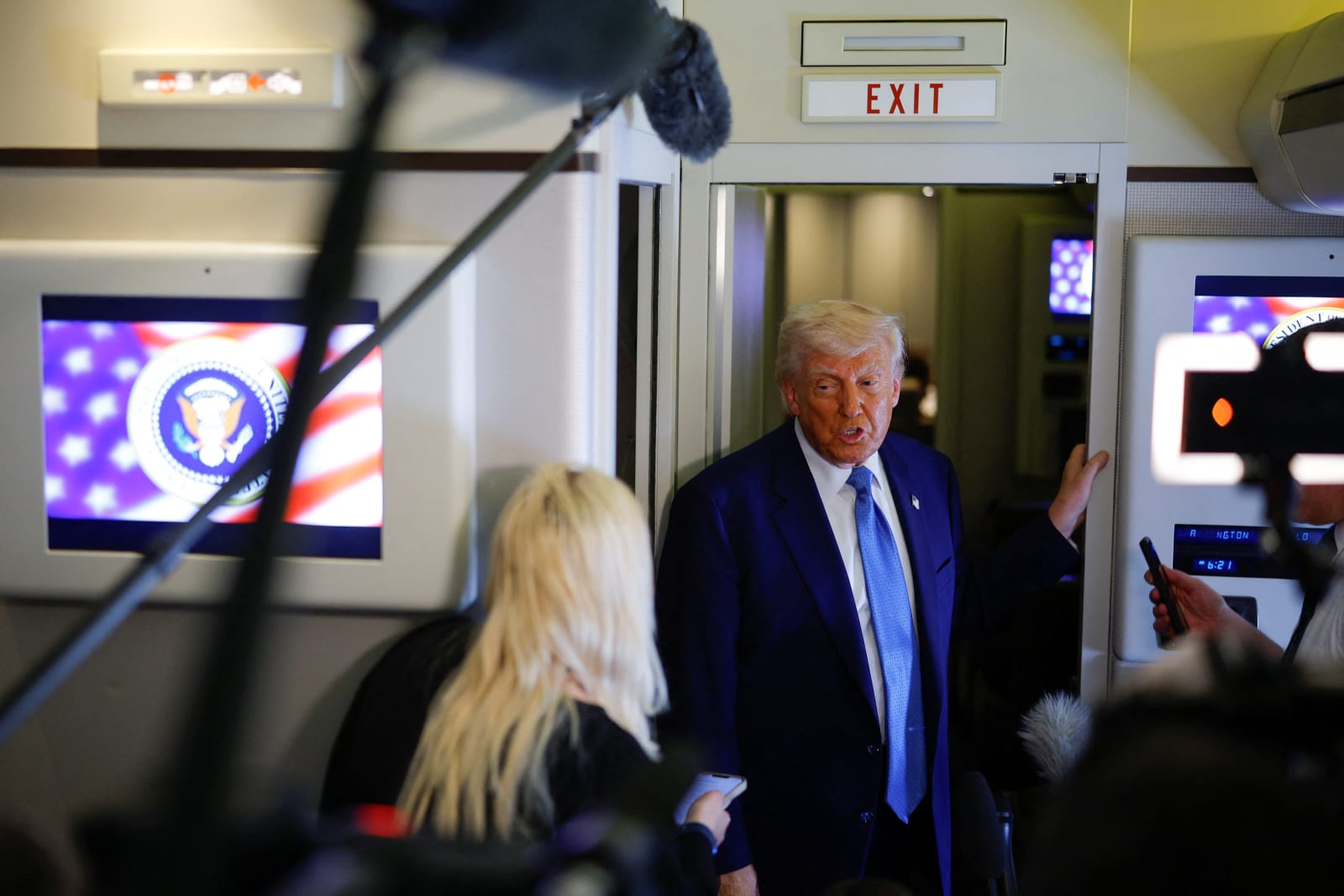 Trump explodes as he's bombarded by 'nasty questions' on Air Force One