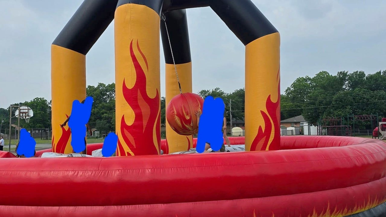 Mesquite elementary school bounce house lifted by wind, students injured