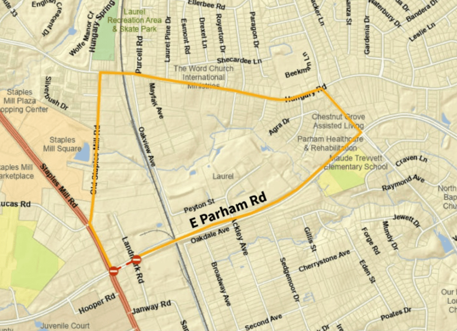 All eastbound lanes on East Parham to close Saturday night