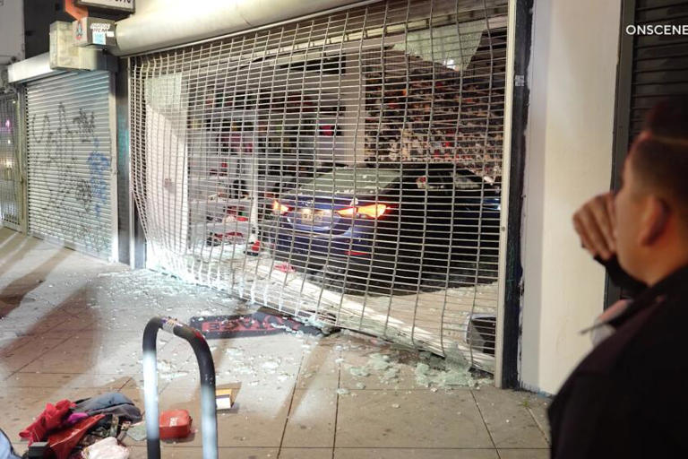Smash-and-grab burglars ram stolen car into high-end shop in L.A., police say