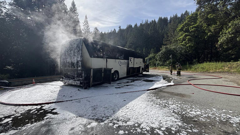 32 children, 5 adults rescued during Santa Cruz bus fire