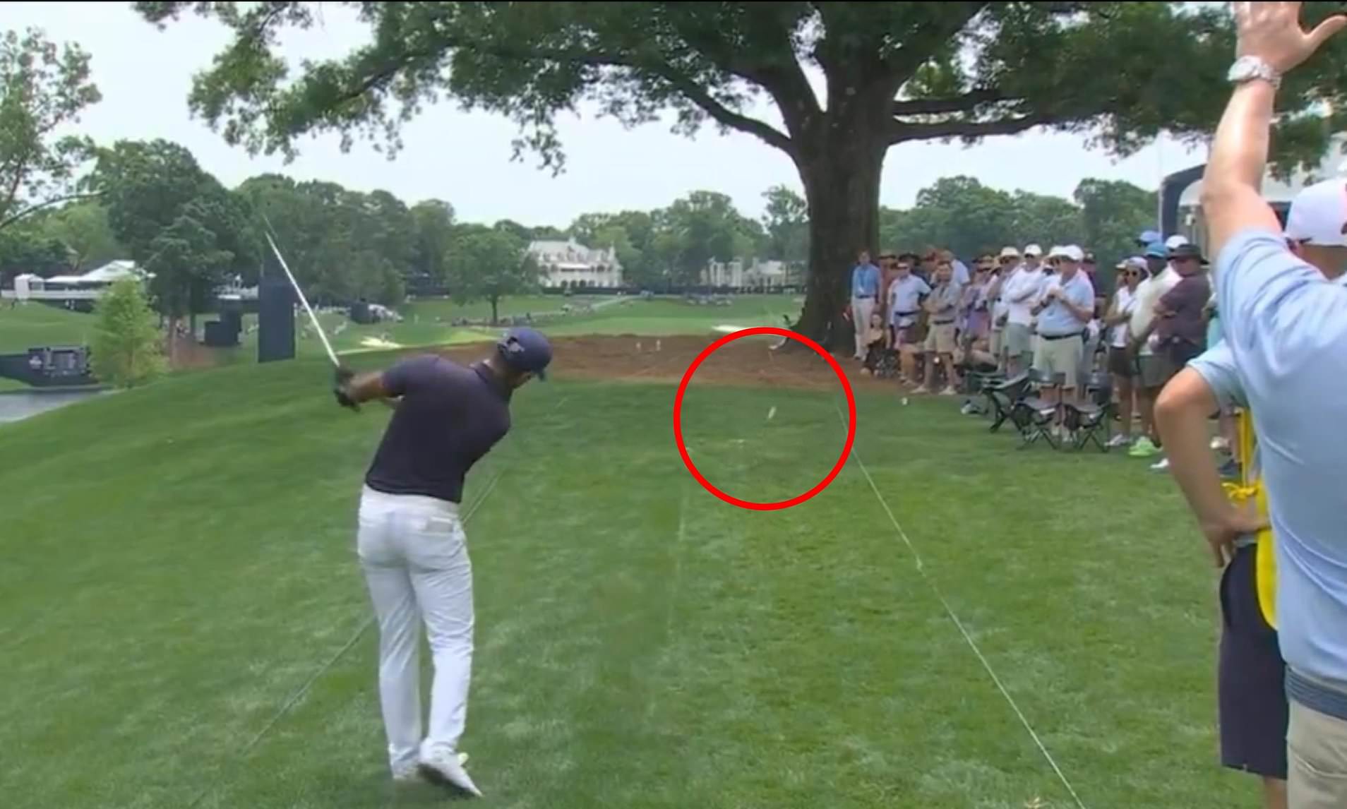 Terrifying moment at PGA Championship as Aaron Rai nearly strikes fan ...