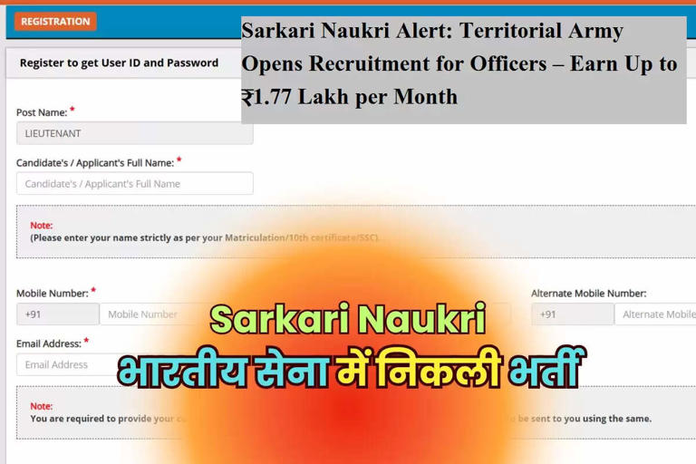 Sarkari Naukri Alert: Territorial Army Opens Recruitment for Officers ...