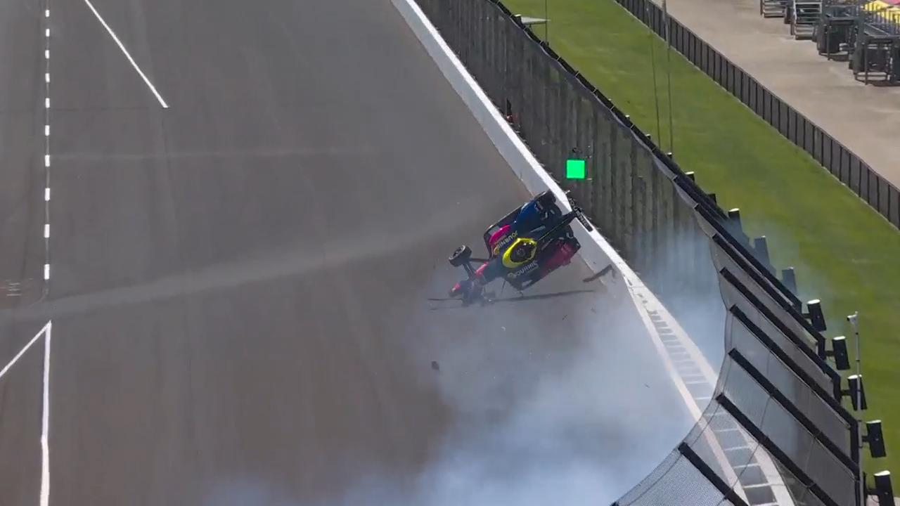 Simpson and Larson crash during Fast Friday at Indy