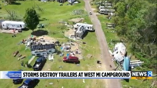 Storms destroy trailers at West Michigan campground