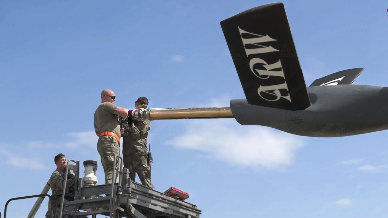 Installation of sophisticated refueling drogue on large US Air Force planes
