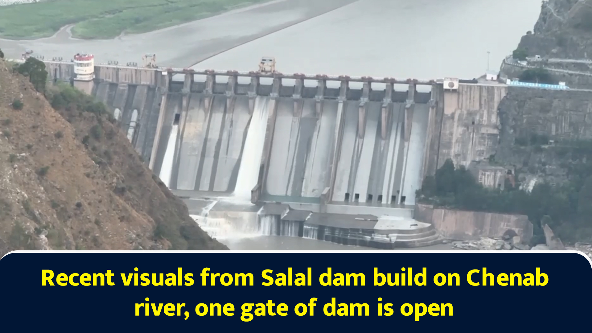Recent visuals from Salal dam build on Chenab river, one gate of dam is ...