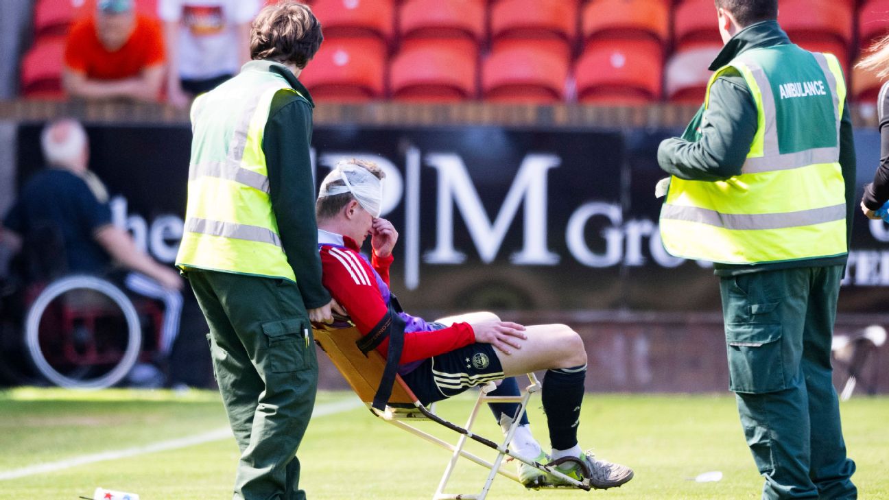 Aberdeen's Jack MacKenzie hit by seat from own fans after Dundee defeat