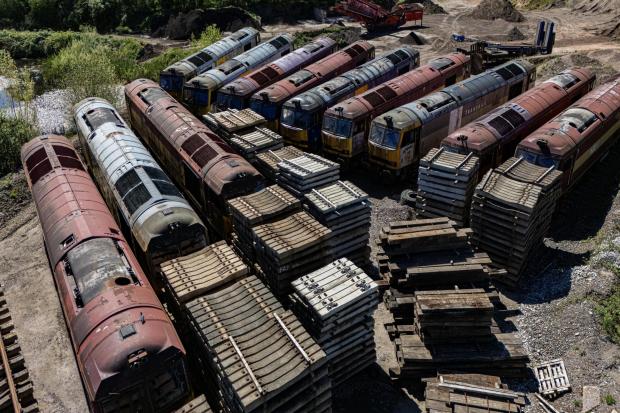 Eerie aerial images show trains abandoned and rusting in Cheshire quarry