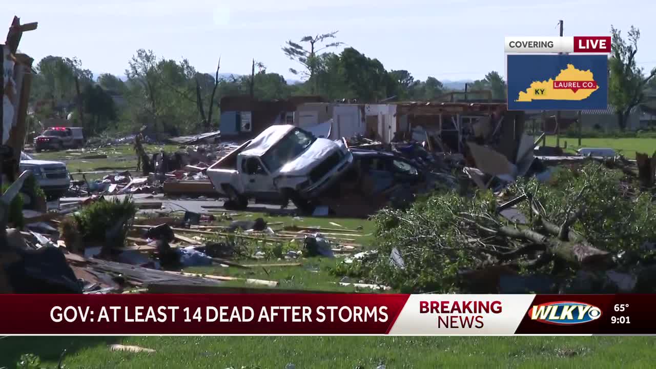 Tornado damage in Laurel County, KY; at least 14 confirmed dead in the ...