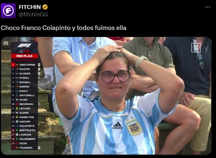 Colapinto debutó en Alpine con choque y los memes no se hicieron esperar