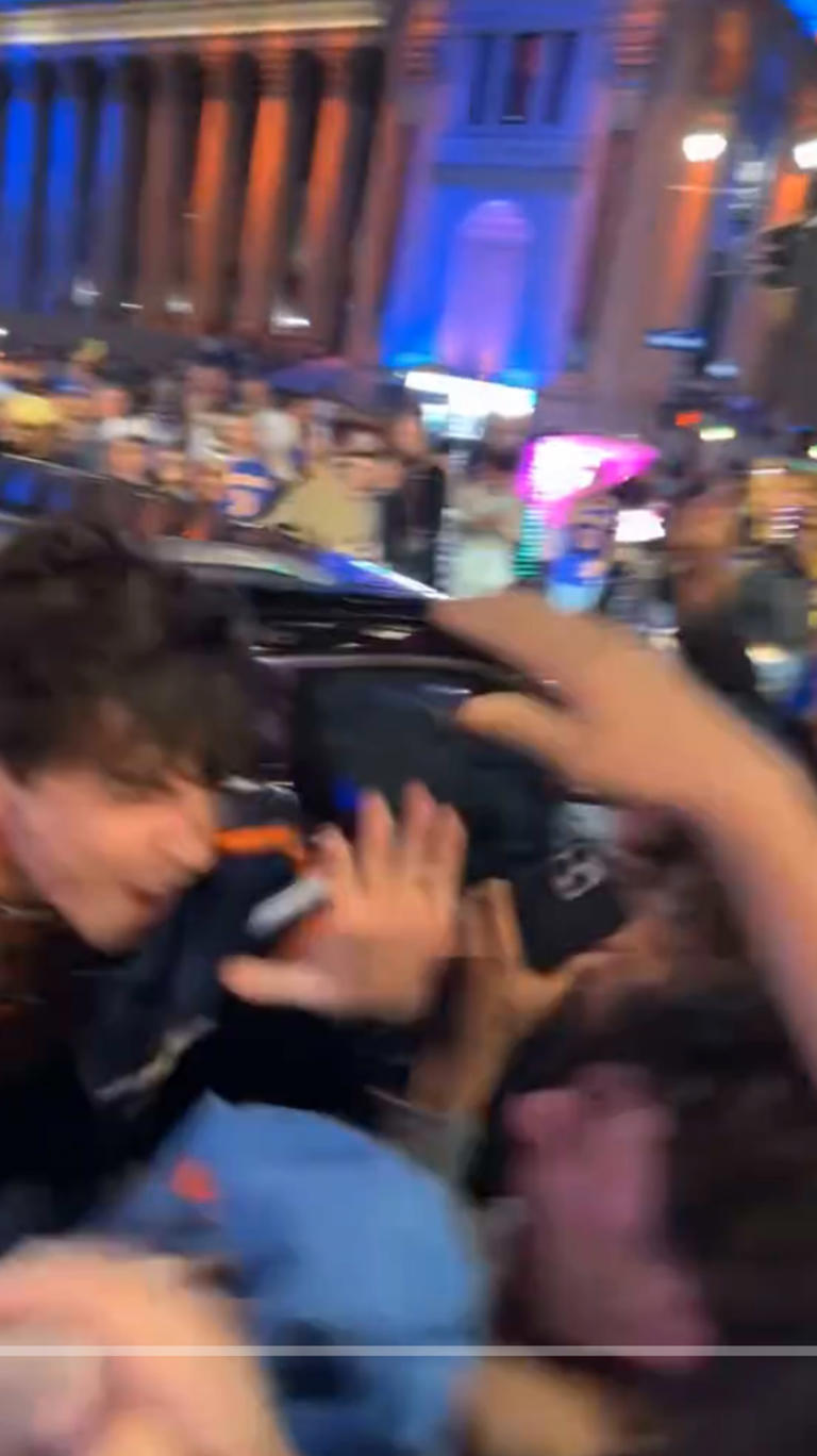 Timothée Chalamet goes wild alongside fellow Knicks fans outside of ...