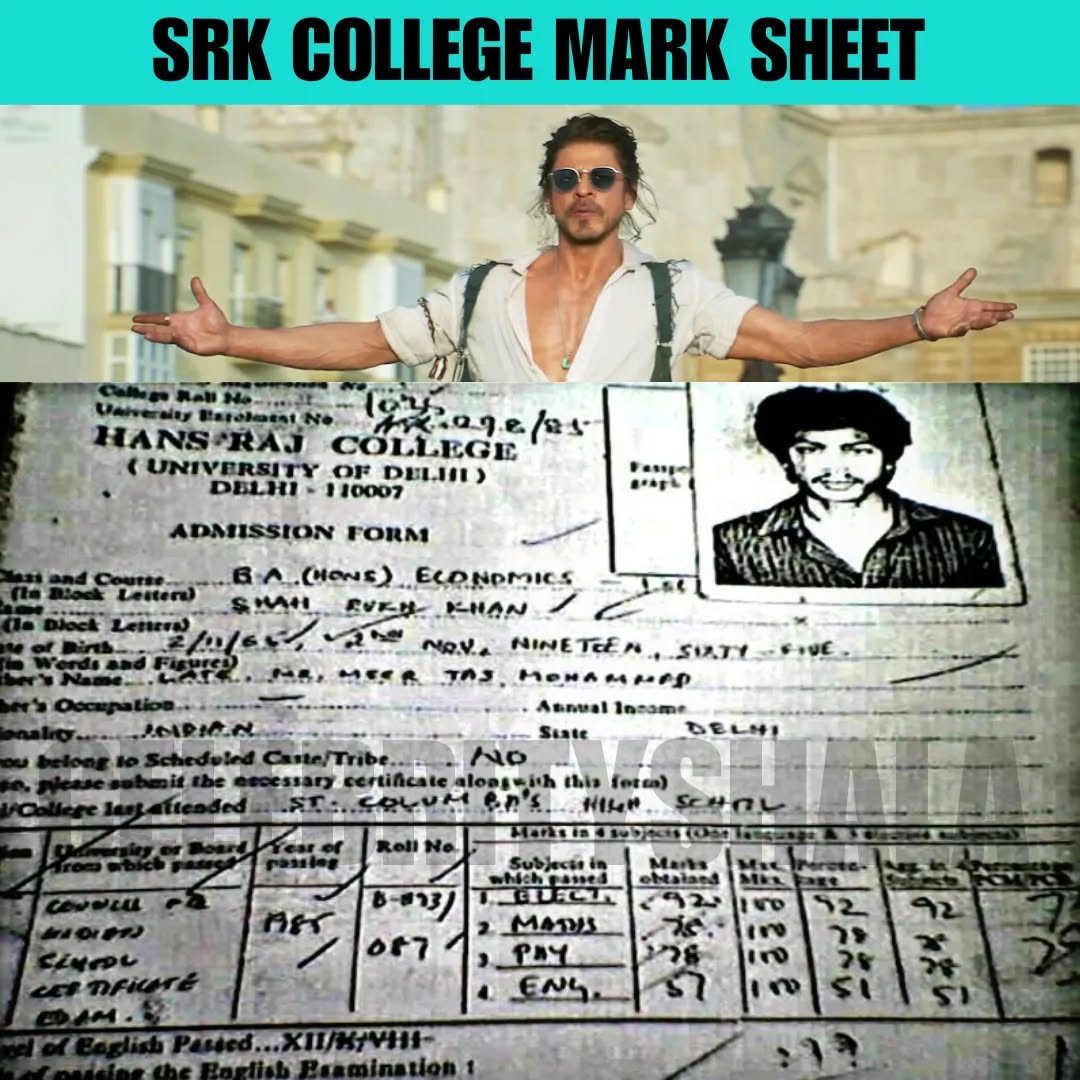 Shah Rukh Khan's college marksheet photo goes viral, actor scored ...