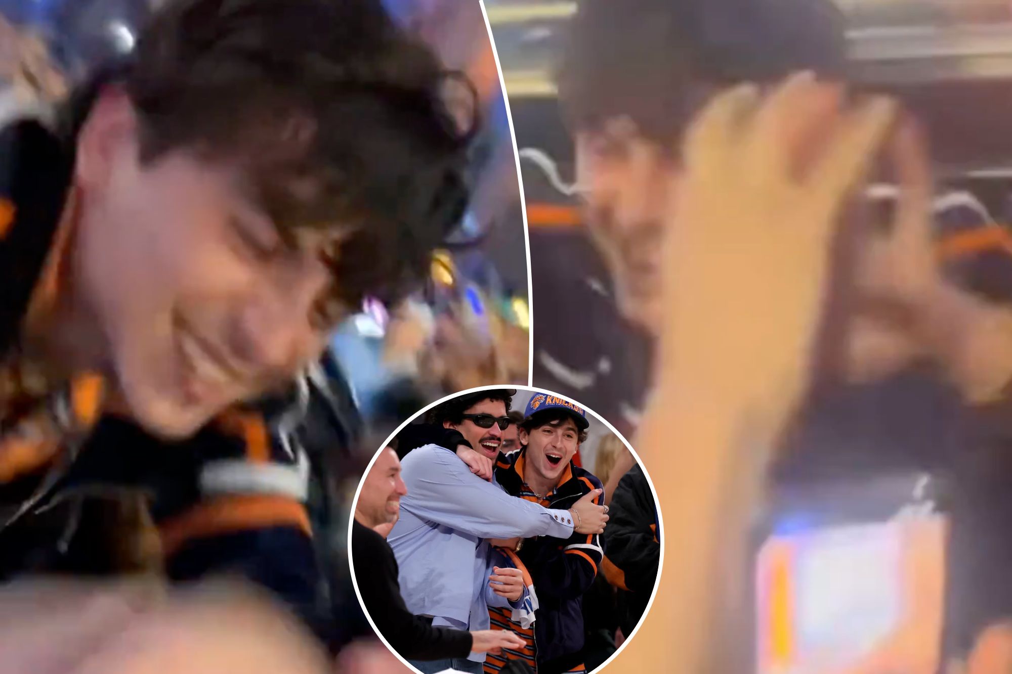 Ecstatic Timothee Chalamet greets mob of wild Knicks fans outside MSG ...