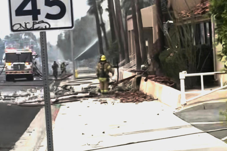 Police and firefighters respond to an explosion rocking the California ...
