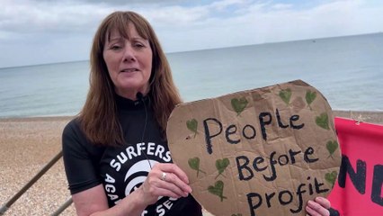 Paddle-Out Protest in Hastings, East Sussex, on May 17 2025