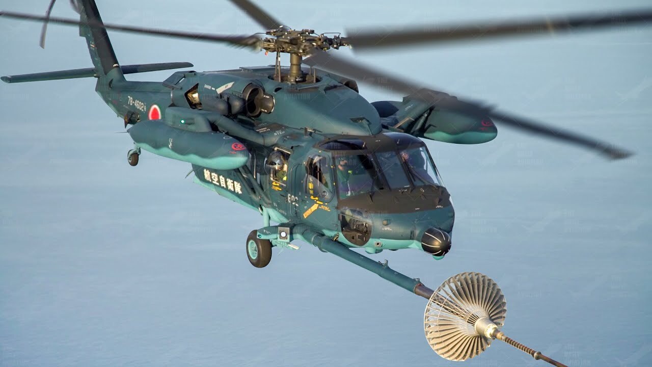 Massive Japanese Helicopter Refueled by US Air Force Tanker
