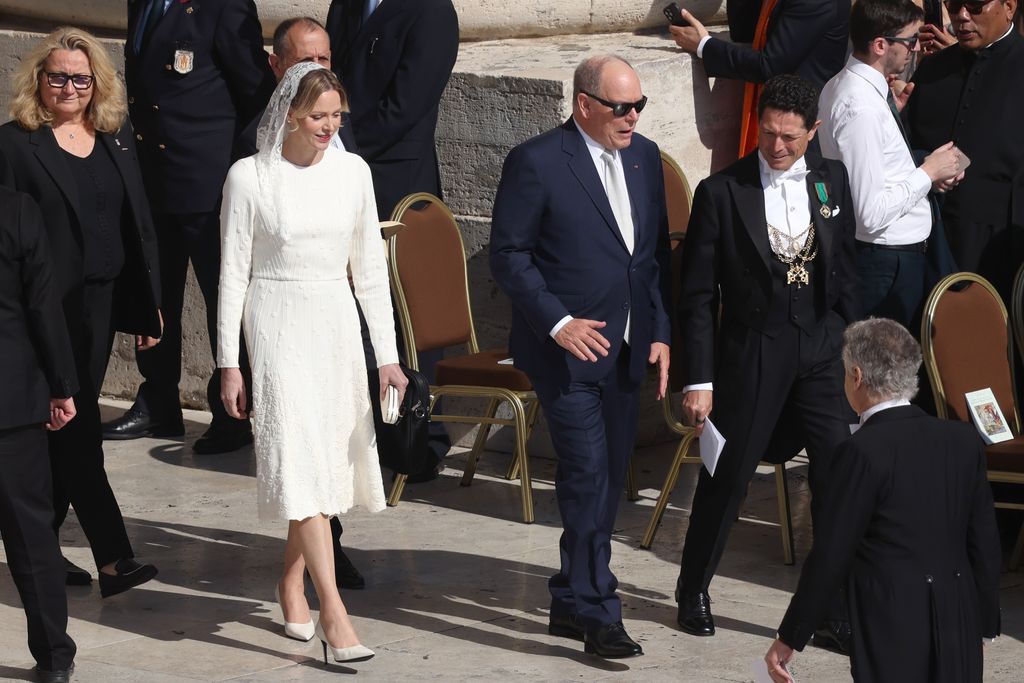 Princess Charlene's waist-cinching 'emerald' Grand Prix dress is summer ...