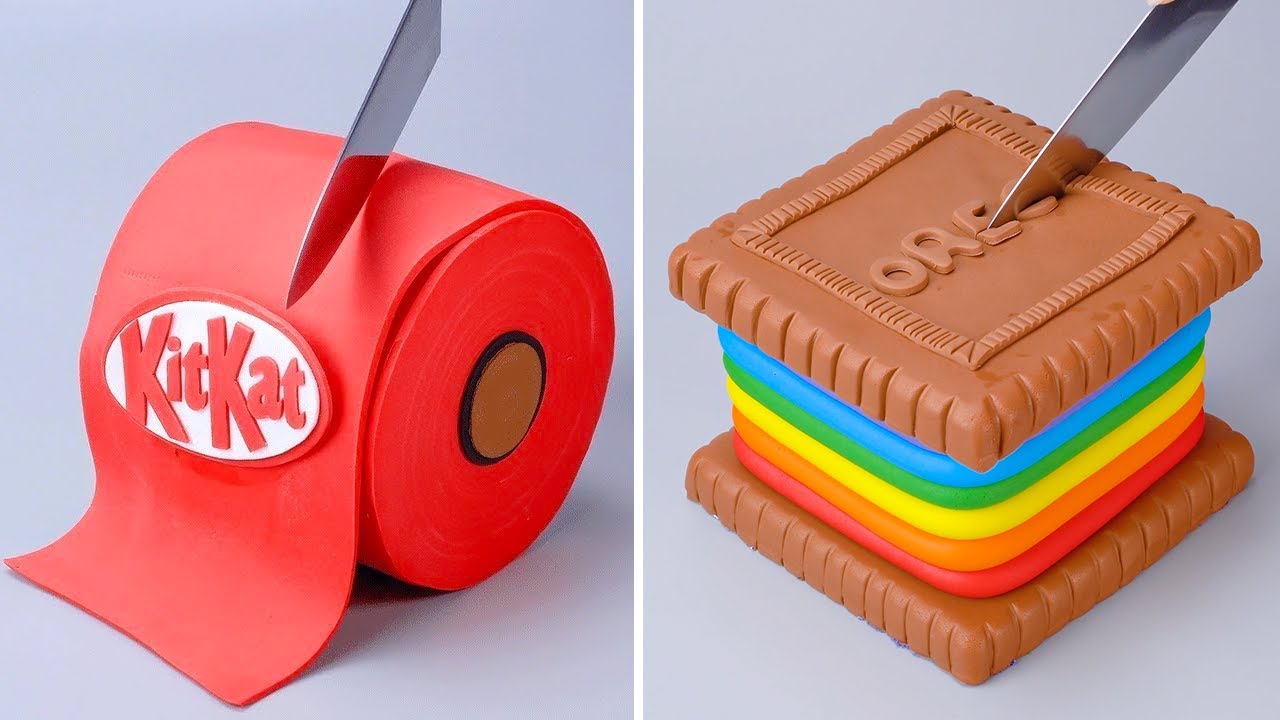 Tutorial Kue Ilusi KitKat & Oreo Pelangi | Kue Lucu & Kreatif 🎂🍫🌈