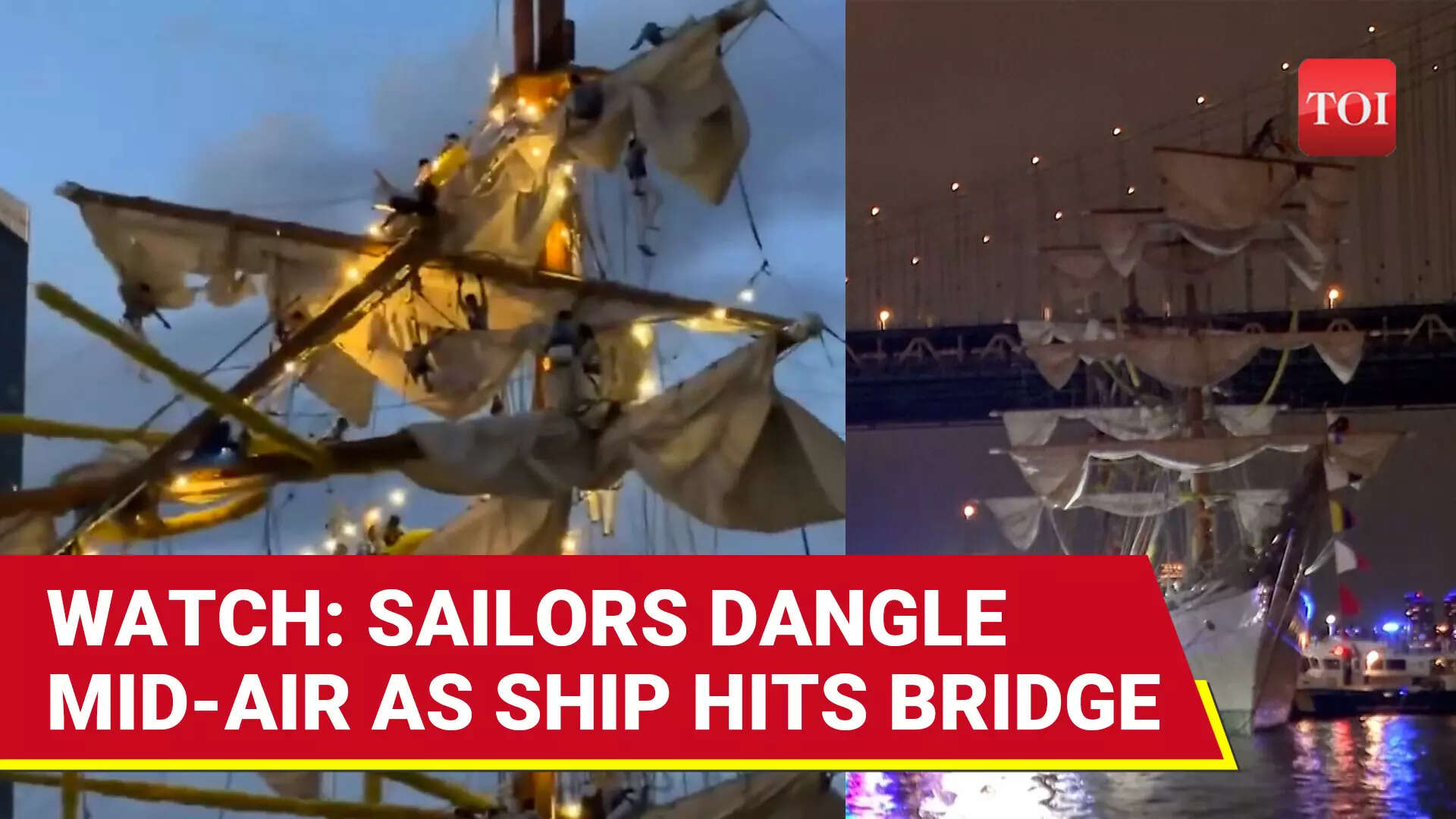 Video: Moment Navy Ship Hits Brooklyn Bridge, Toppling Huge Masts In ...
