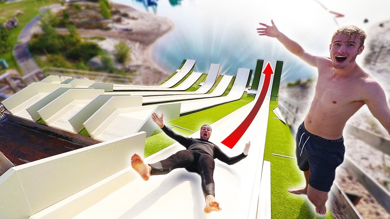 Pulling Off Crazy Tricks on Giant Water Slides