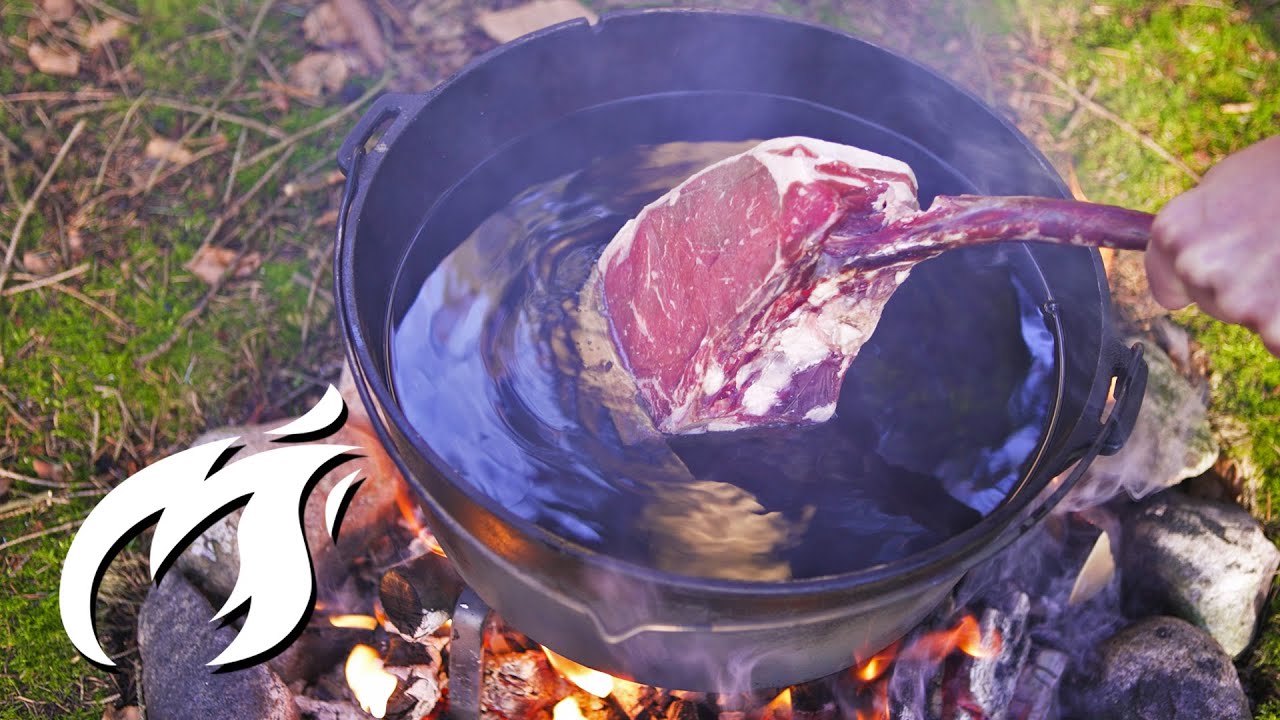 Huge Tomahawk Steak Dropped in Hot Oil🔥