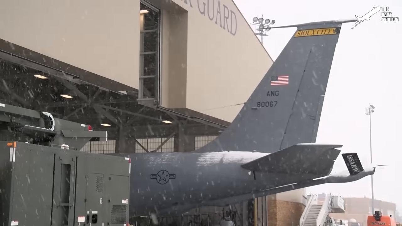 US Air Force Deicing Frozen Fighter Jet After Scary Snow Storm