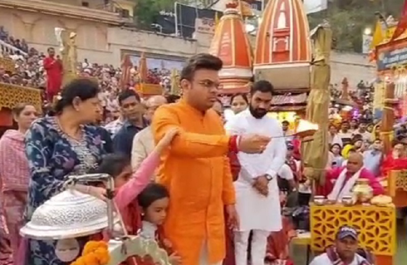 ICC chairman Jay Shah, Anant Ambani perform Ganga 'aarti' in Haridwar