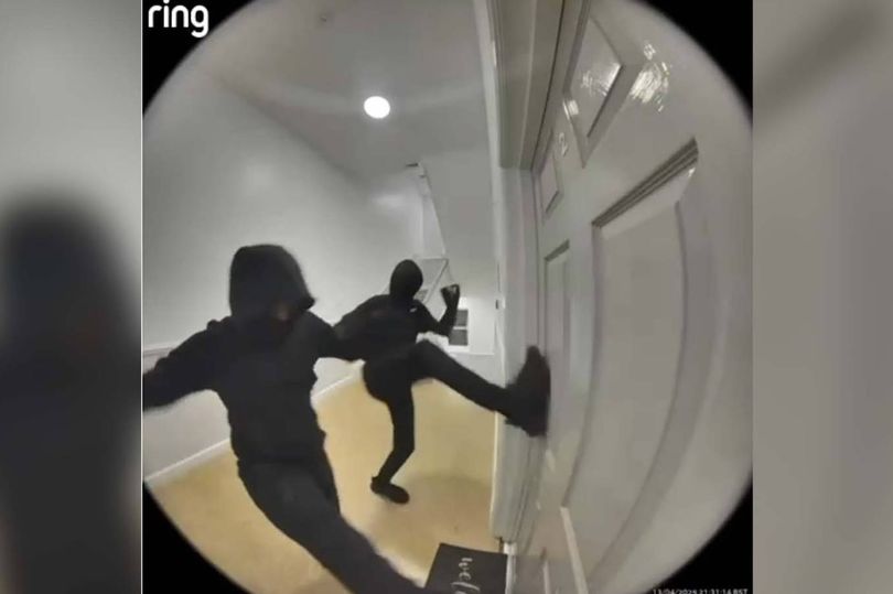 Masked thugs seen in Ring doorbell footage smashing down family's door
