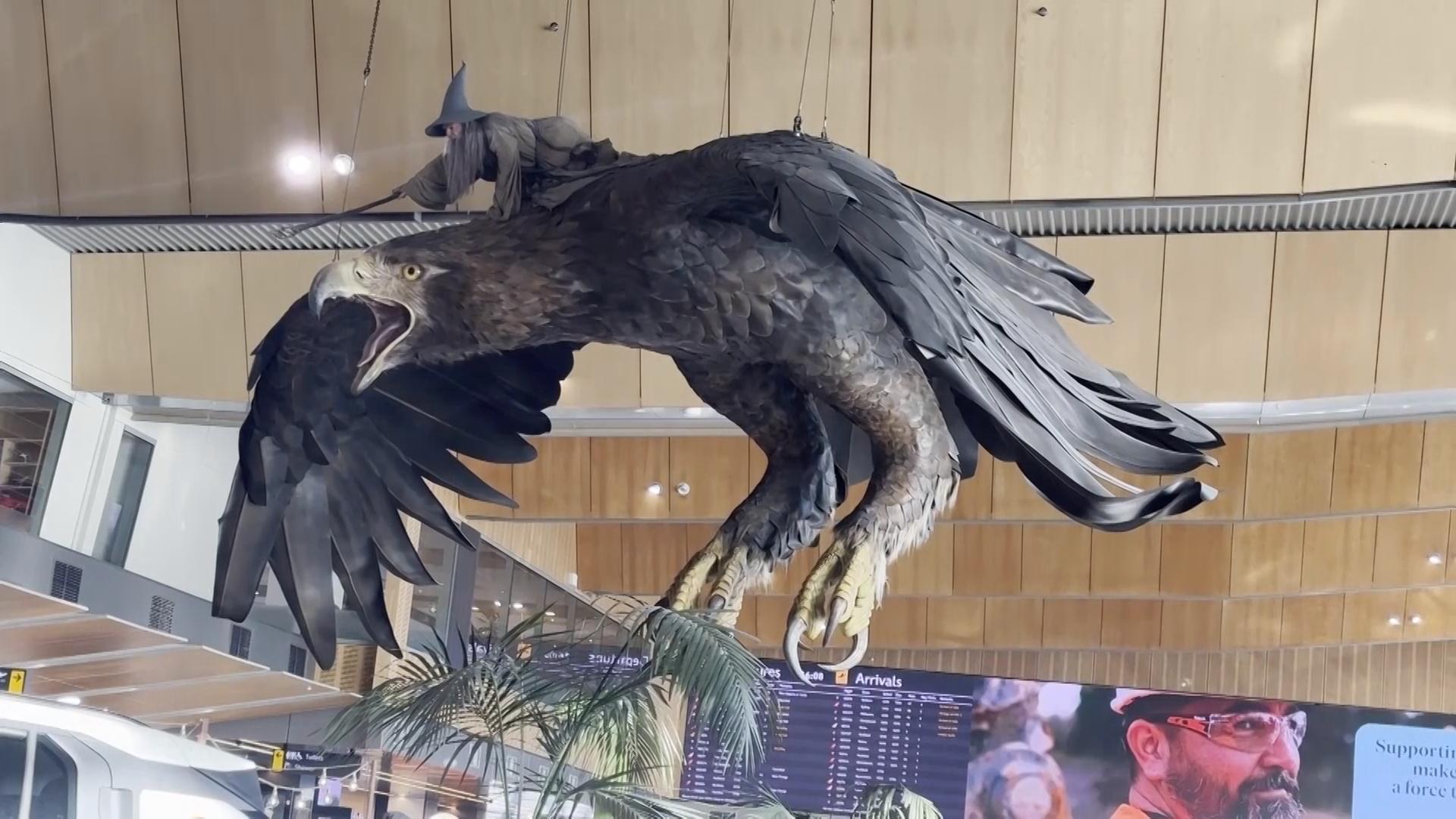 Giant sculpture of the Lord of the Rings' Gandalf riding an eagle to ...