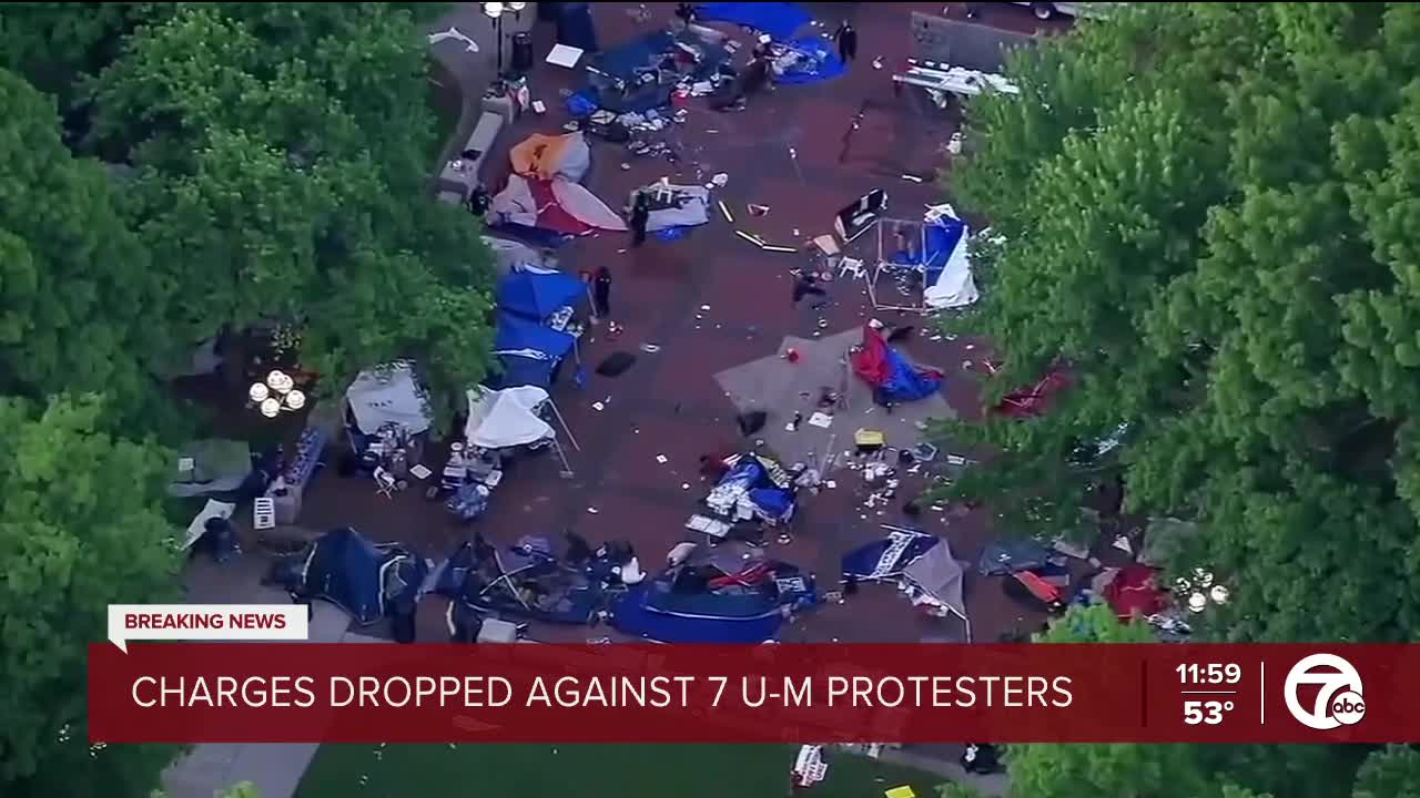 Charges dropped against 7 University of Michigan protesters